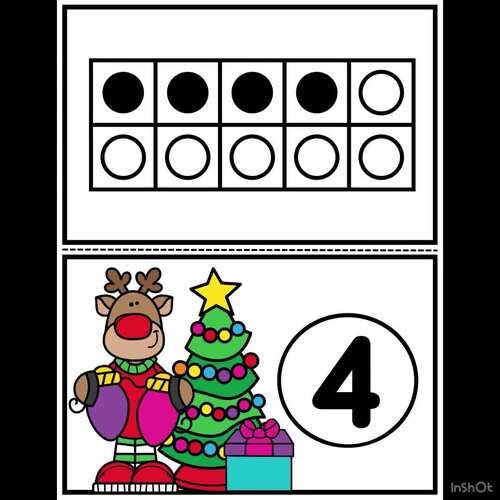 Christmas Reindeer Number Matching Cards | Ten & Twenty Frames | TPT