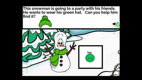 Snowman Winter Speech Activity | Colors, Yes/No Questions, Core Word GO ...