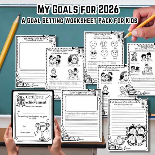 New Year Goals Writing 2026 | Kids Goal Setting Worksheets | Classroom ...