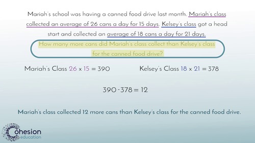 Solve Multi Step Multiplication Problems By Cohesion Education TPT