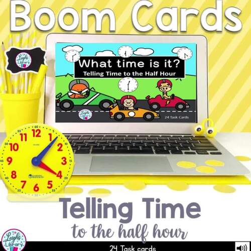 Boom Cards™ Telling Time to the Half Hour by Leigh's Library | TPT