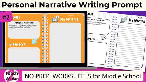 Writing Prompt Worksheets Personal Narrative #2 A Bad Day Digital and ...