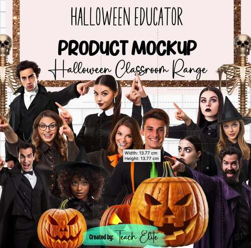Halloween Teacher Gestures mockup MOVEABLE Mock-up png Clipart by Teach ...