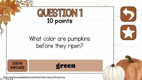 Pumpkin Trivia PowerPoint™ Game by Little Library of Learning | TPT