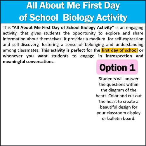 All About Me First Day of School Biology Activity | Back to School ...