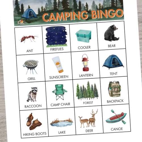 Preschool Camping BINGO Game | Outdoors-Themed Printable Activity - 25 ...
