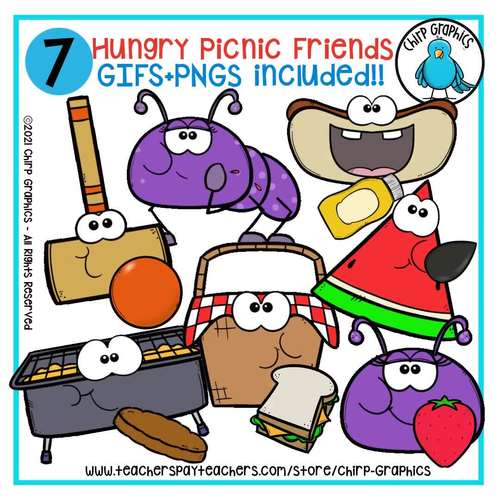 Feed the Picnic Friends GIF and PNG Clip Art Set by Chirp Graphics