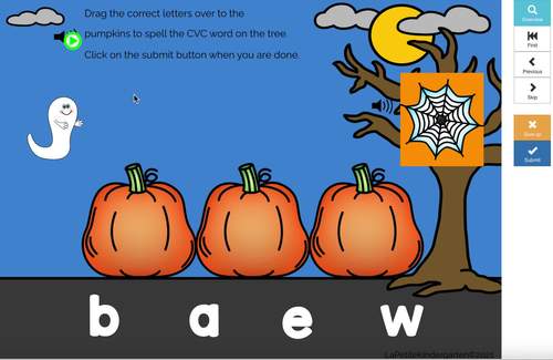 Halloween Spelling CVC Words BOOM Cards by La Petite Kindergarten