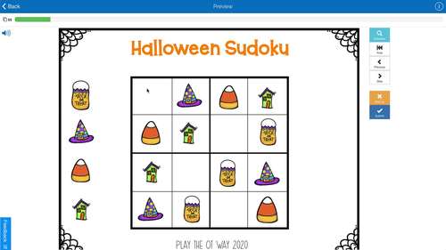 BOOM CARD Fall Halloween Visuospatial Sudoku Occupational Therapy No Prep