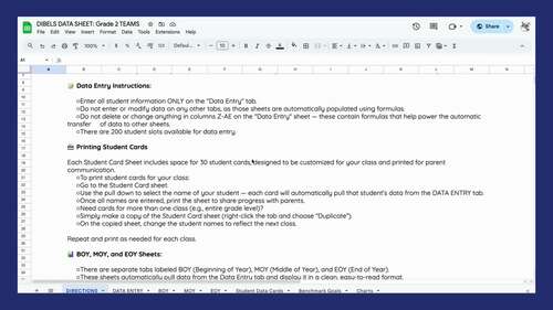 Grade 2 DIBELS Data Tracker for Grade-level Teams by Teaching on the Nile
