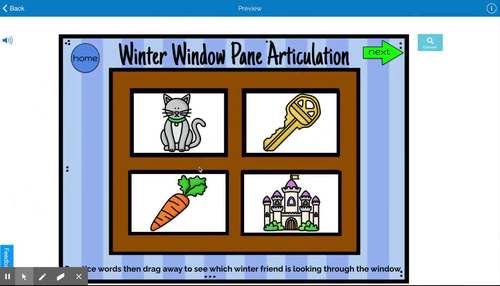 Boom Cards™ Winter Window Pane Articulation: K, G, F, V by Speech Hamster
