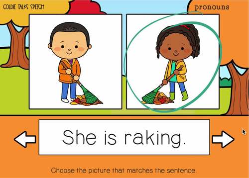 Fall Pronouns Boom Cards | Grammar by GoldieTalks Speech | TPT