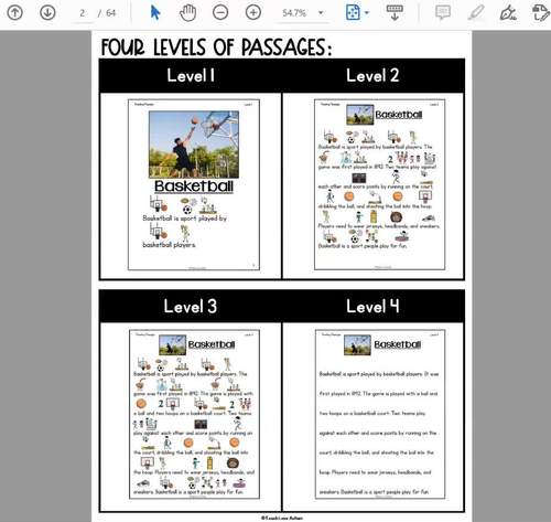 Basketball Reading Comprehension with Visuals for Special Education