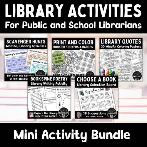 MINI BUNDLE of Library Resources for School Librarians and Engagement