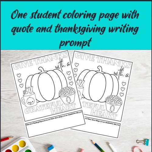 thanksgiving writing and coloring pages