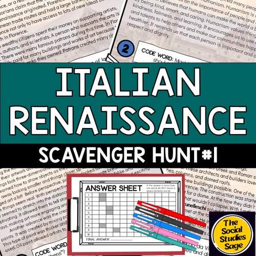 Italian Renaissance Reading Comprehension Scavenger Hunt ...