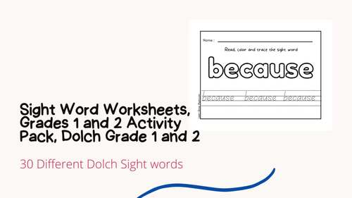 First and Second Grade Sight Words, Dolch Grade 1 and 2 Sight Words Mat