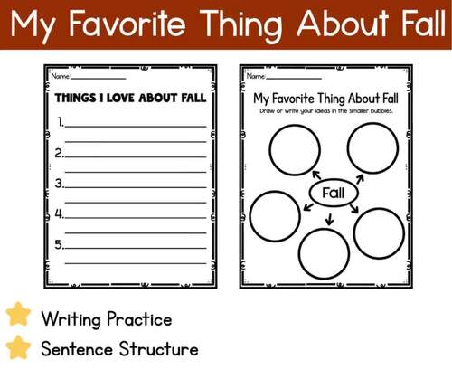 My Favorite Thing About Fall - Writing Activity by Kidz Learning Studio