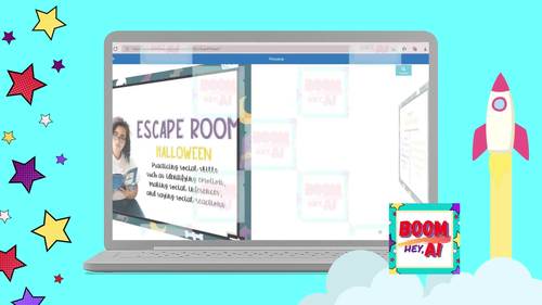 Halloween BOOM CARDS GOOGLE SLIDES Speech Therapy Social Skills Escape Room