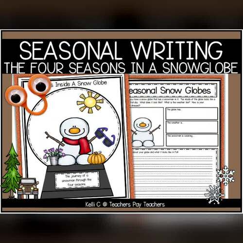 Seasons In A Snow Globe Writing Activities and Coloring Pages by Kelli C