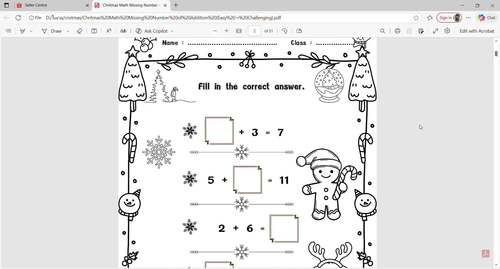 Christmas Math Missing Number of Addition (Easy → Challenging) by chiwden