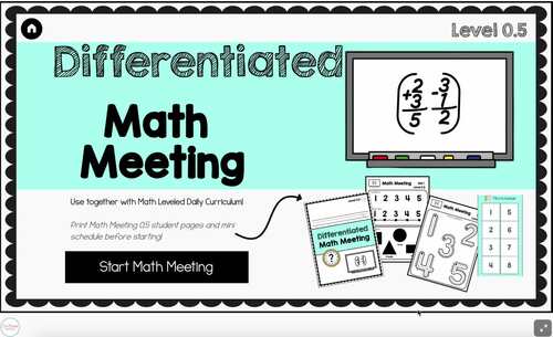 Differentiated Math Meeting Level 0.5 by The Autism Helper | TPT