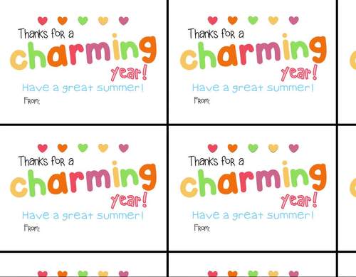 Charm Bracelet (Wristbands) End of Year Gift Tag- Thanks for making ...