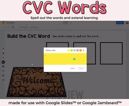 CVC Word Literacy Activity with Google Jamboard™ and Google Slides™