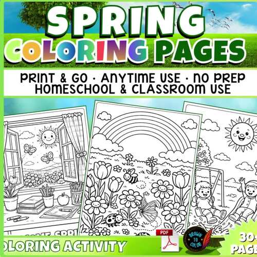 Spring Coloring Pages | Print and Go Coloring Activities | No Prep