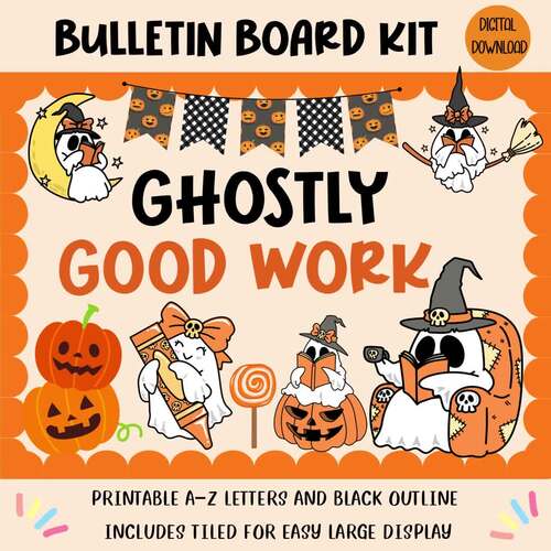Ghostly Good Work Halloween Bulletin Board Kit | Printable Letters & Banner