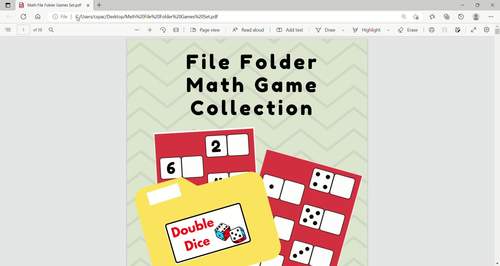 Math File Folder Game Set Primary Number Skills Basic ESL SIFE | TPT