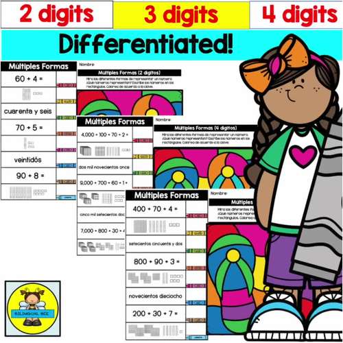 Spanish Summer Place Value Math Activities and Digital Assessment