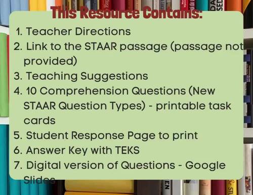 4th Gr.-Reading Comprehension- Drama/Fiction- STAAR New Question Types ...