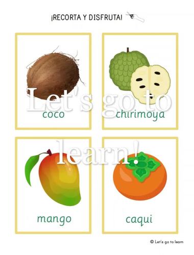 Fruit Flashcards in SPANISH, 42 Cards, Spanish Vocabulary, Home ...