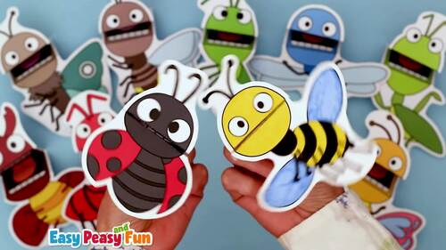 Printable Bug Puppets, Insect Crafts Templates; Bee, Buttertly, Ladybug ...