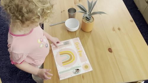 Montessori Placemat, Learn to set the table - Rainbow Theme by MamaEnough
