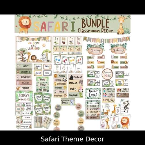 Safari Classroom Decor Bundle | Editable Modern Nature Theme Posters ...