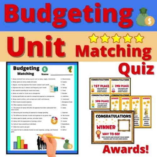 Budgeting Matching Quiz Test Activity Financial Literacy Personal Finance