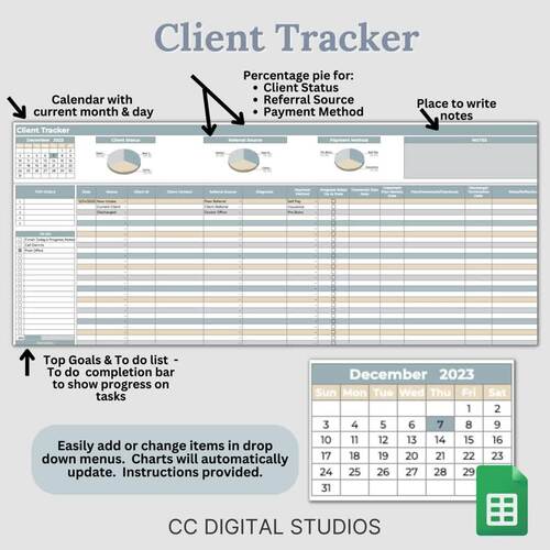 Client Tracker Google Sheets Client Management, Client Session Tracker