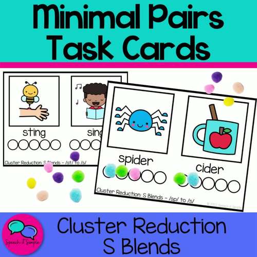 Minimal Pairs Task Cards - Cluster Reduction - S Blends - Phonology ...