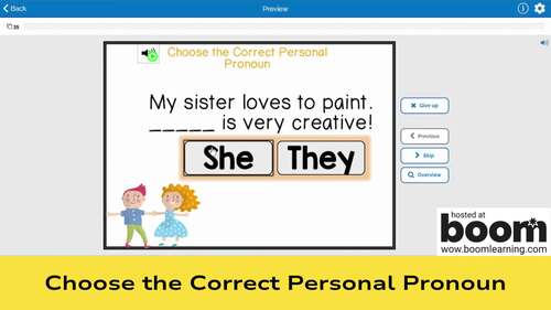 First Grade Personal Pronouns Grammar Practice Boom Cards Digital ...