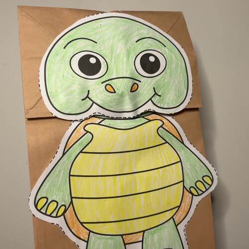 Turtle Puppet Paper Bag Tortoise Craft Activity Coloring Pet Animal ...