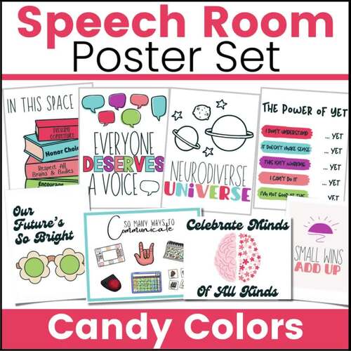 Speech Therapy POSTERS - Speech Room Decor - Variety Pack - Candy Colors