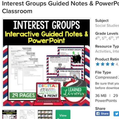 Interest Groups Guided Notes & PowerPoint, Google, Flipped Classroom