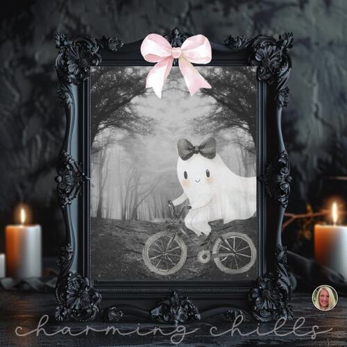 Vintage Cutie Halloween Posters | Black & White Posters | Charming Chills