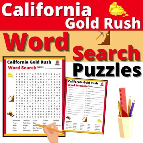 California Gold Rush Word Search Puzzles Vocabulary History Activity No ...