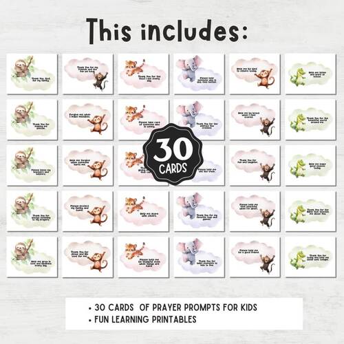 Prayer Prompts for Kids, Printable Prayer Journal Cards, Classroom ...