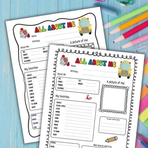All About Me Worksheet | Back to School Activity |First Week of School ...