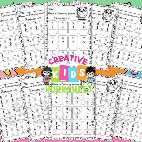 Subtraction Activity within 10 Worksheets, Subtracting 10 with ...