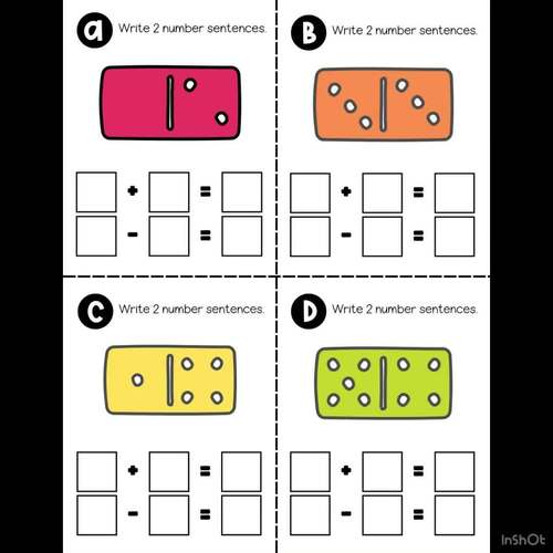 Domino Math Task Cards: Addition and Subtraction Fact Families within 20